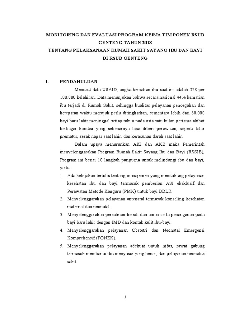 Monev Program Kerja Tim Ponek Rssib + Pdsa | PDF | Pengembangan Diri | Sains & Matematika