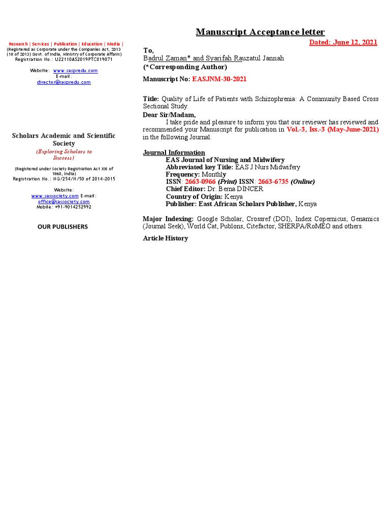 Manuscript Acceptance Notice | PDF | Transaction Account | Pay Pal