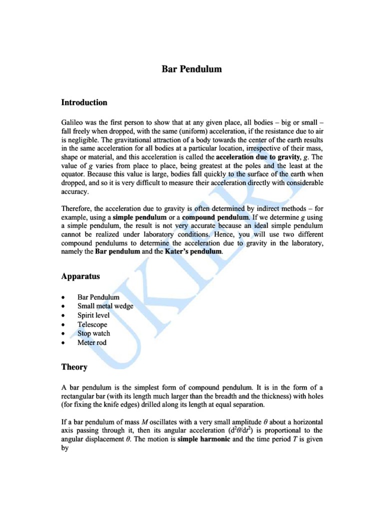 Qdoc - Tips Bar Pendulum | PDF | Pendulum | Center Of Mass