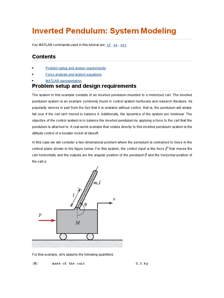 Qdoc - Tips Inverted Pendulum | PDF | Nonlinear System | Applied ...