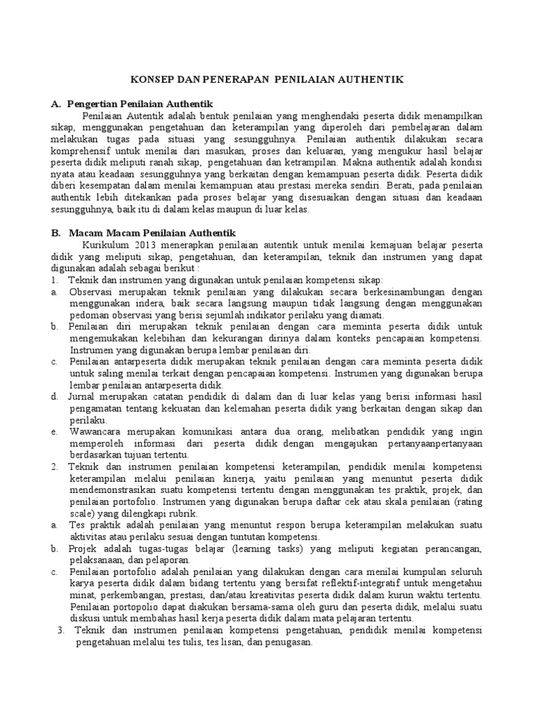 Analisis Bahan Ajar Konsep Dan Penerapan Penilaian Autentik | PDF