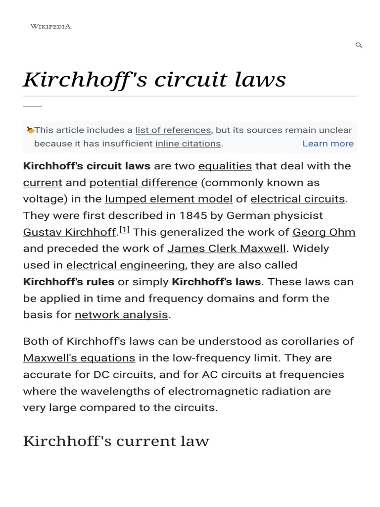 Kirchhoff's Laws for Engineers | PDF | Electrical Network | Electronics