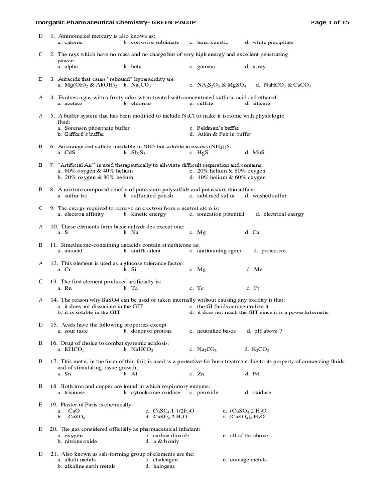Pacop Green Pharmaceutical Chemistry | PDF | Acid Dissociation Constant | Acid