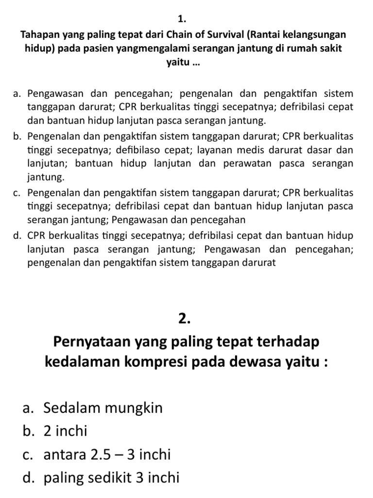 Soal Pre Test BLS & Code Blue 30 Soal | PDF
