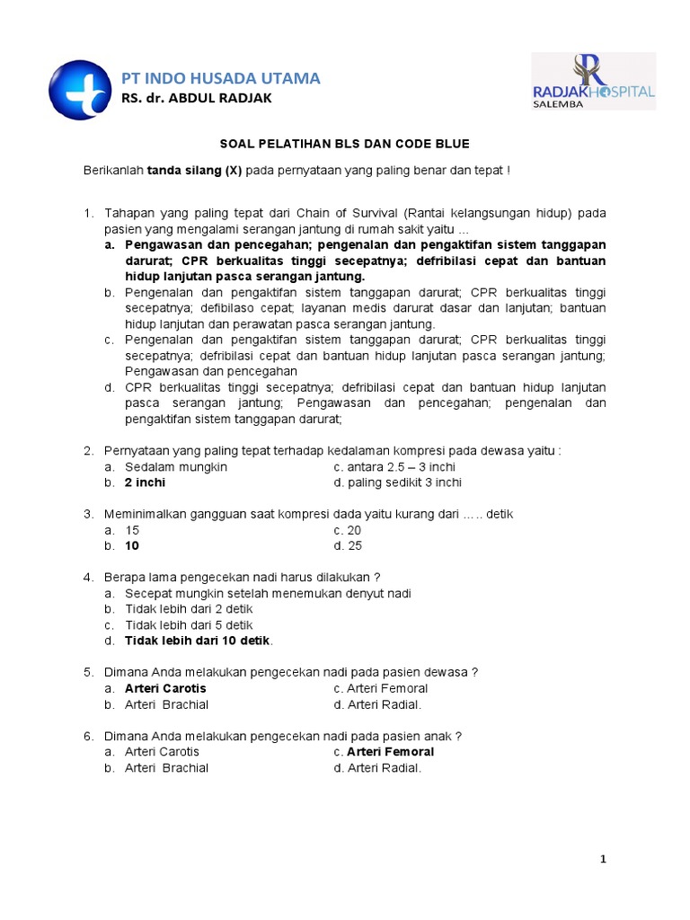 Soal Pelatihan BLS dan Code Blue | PDF