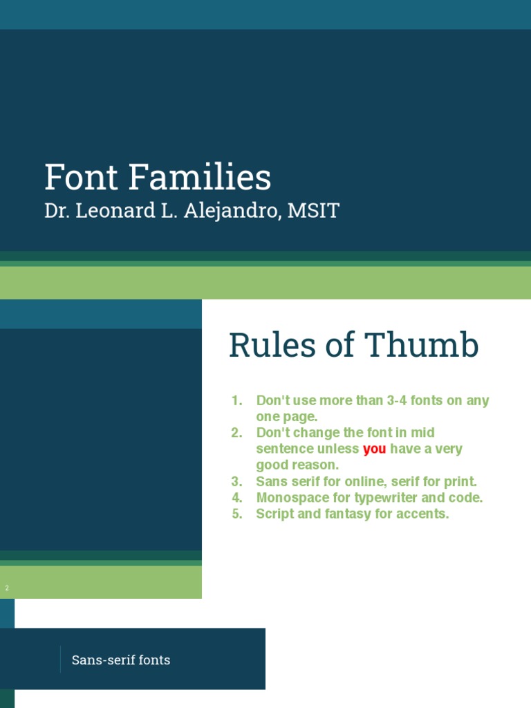 Font Families | PDF | Typefaces | Serif