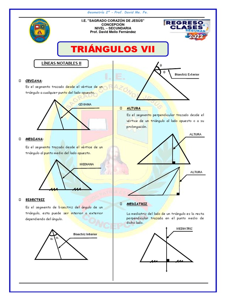 Líneas Notables en Triángulos: Conceptos y Ejercicios | PDF | Triángulo ...