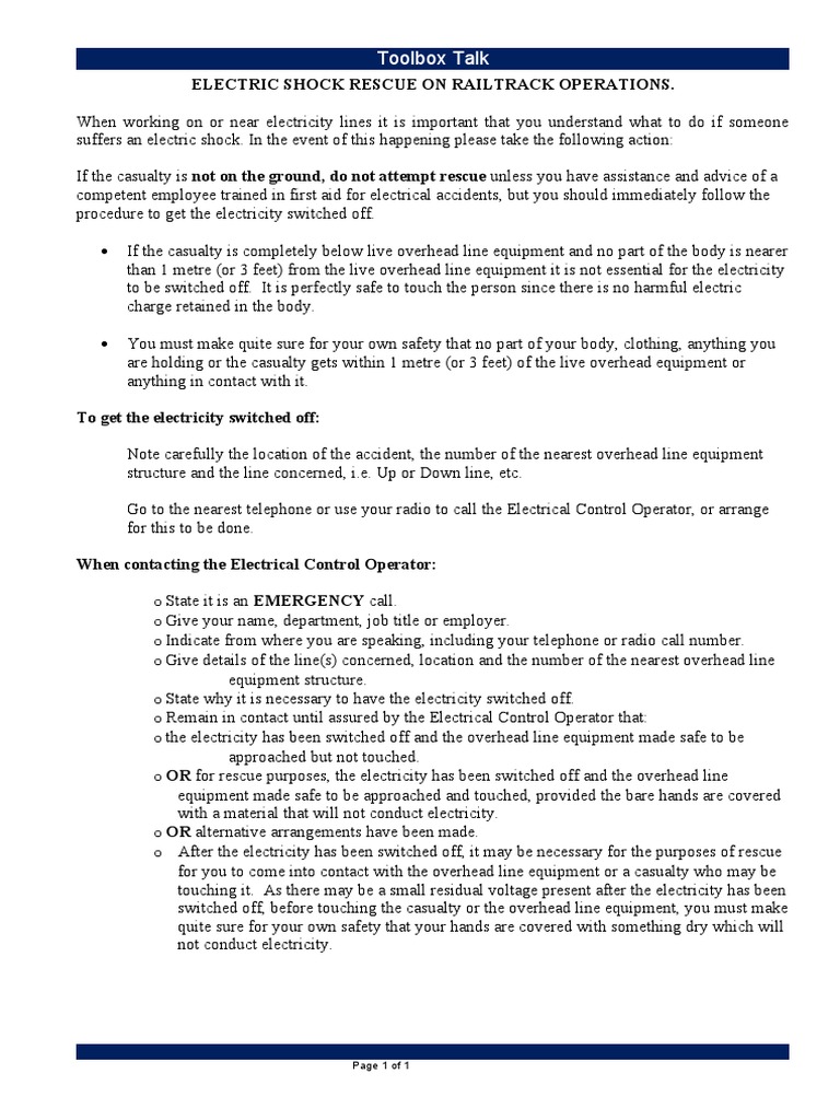 Electric Shock Rescue | PDF | Electricity | Safety