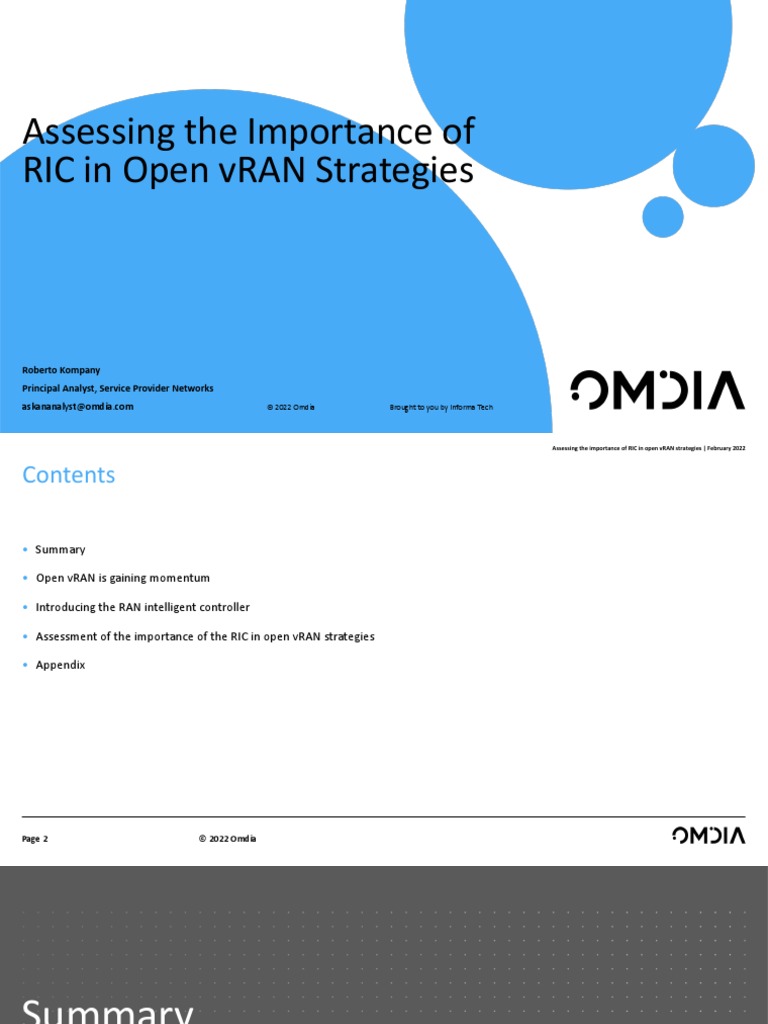 Assessing The Importance of RIC in Open vRAN Strategie Omdia | PDF ...