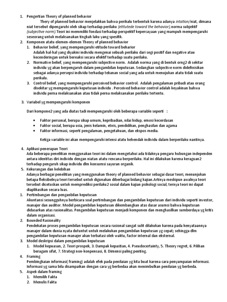 Pengertian Theory of Planned Behavior | PDF