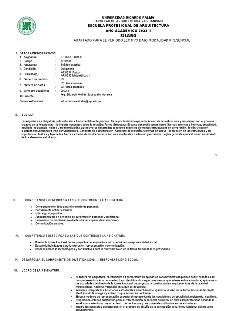 Sílabo Estructuras 2022. Ii 13.8.22 | PDF | Aprendiendo estilos ...