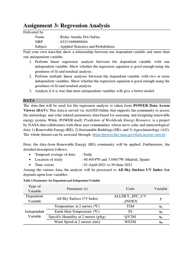 Linear Regression Assignment | PDF Linear Regression Assignment | PDF