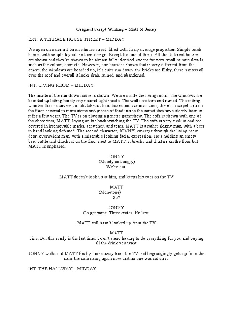 Original Script Writing | PDF