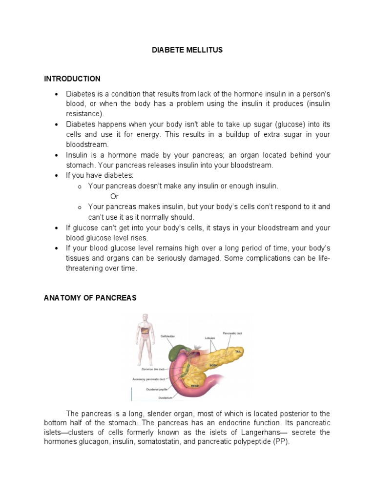 Diabete Mellitus Handouts | PDF | Pancreas | Diabetes