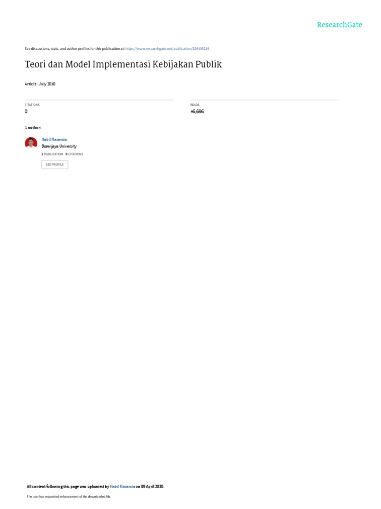 Teori dan Model Implementasi Kebijakan | PDF | Karier & Perkembangan ...