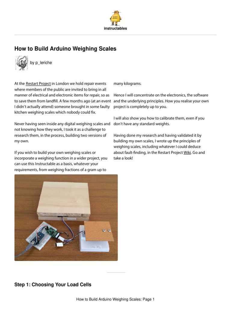 How To Build Arduino Weighing Scales | PDF