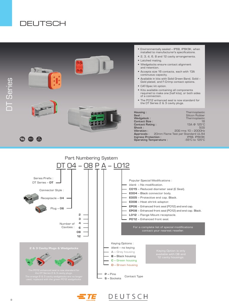 Deutsch DT Series Catalogue | PDF | Electrical Connector | Ac Power ...