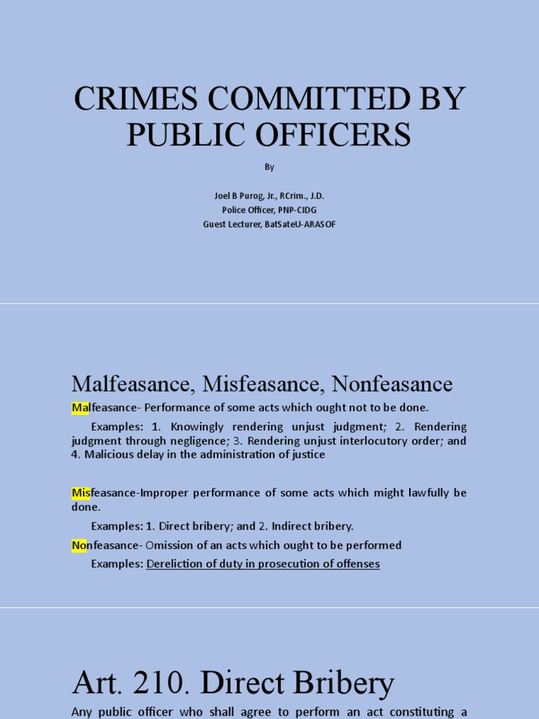 Crimes by Public Officers Explained | PDF | Bribery | Crimes