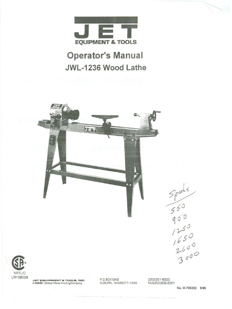 Jet JWL-1236 Lathe | PDF | Electrical Connector | Metalworking