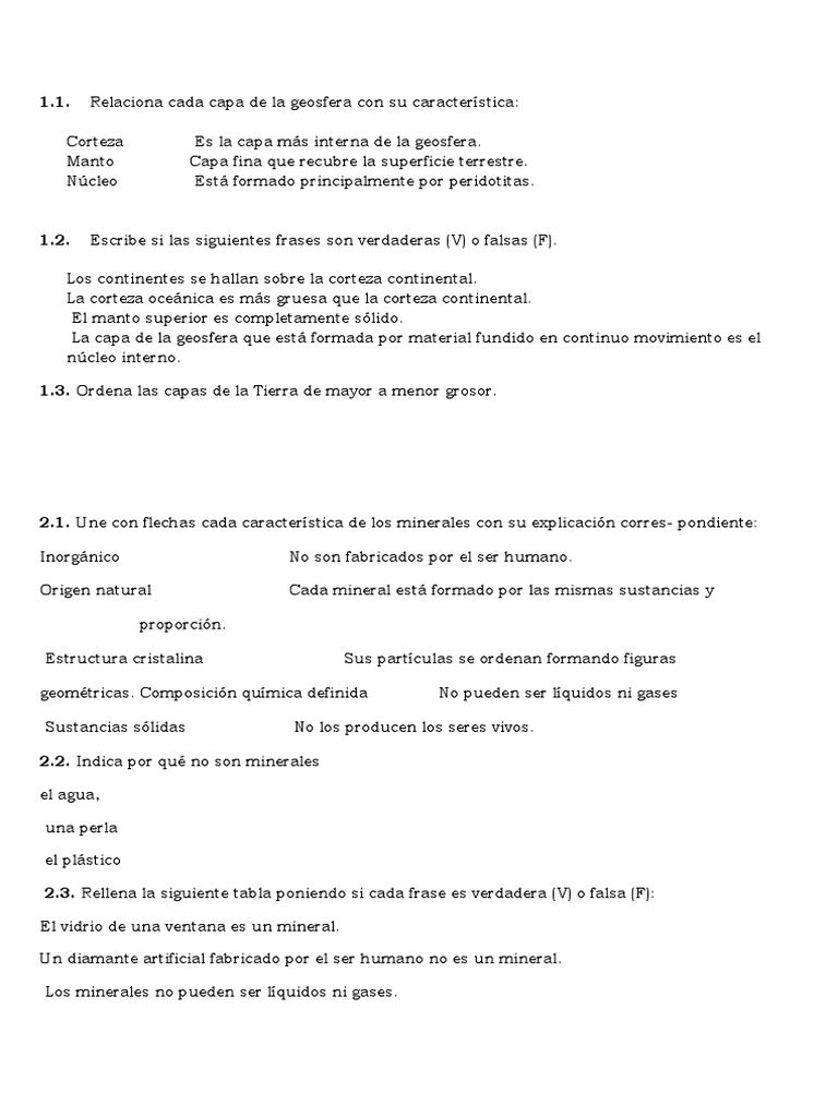 Características y capas de la geosfera | PDF | Minerales | Corteza ...