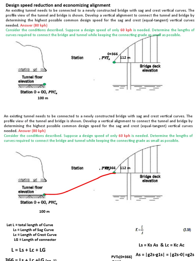 Sag and Crest Vertical Curve Design | PDF