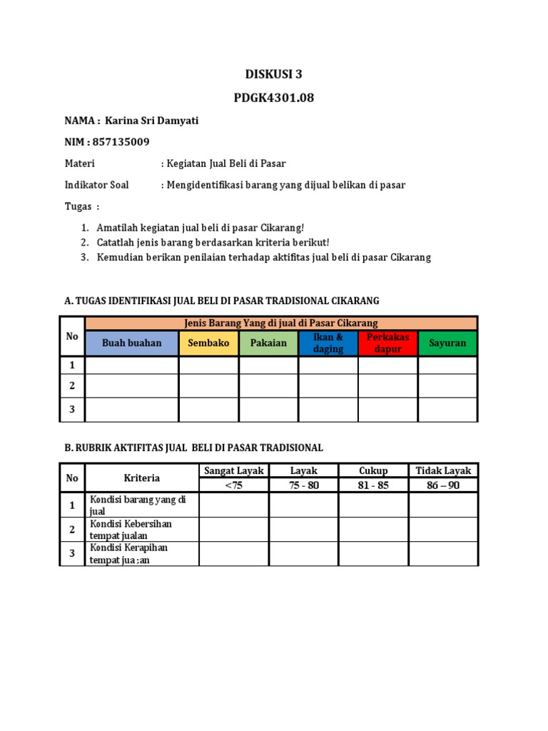 Lembar Jawaban Diskusi 3 PDGK4301.08 | PDF