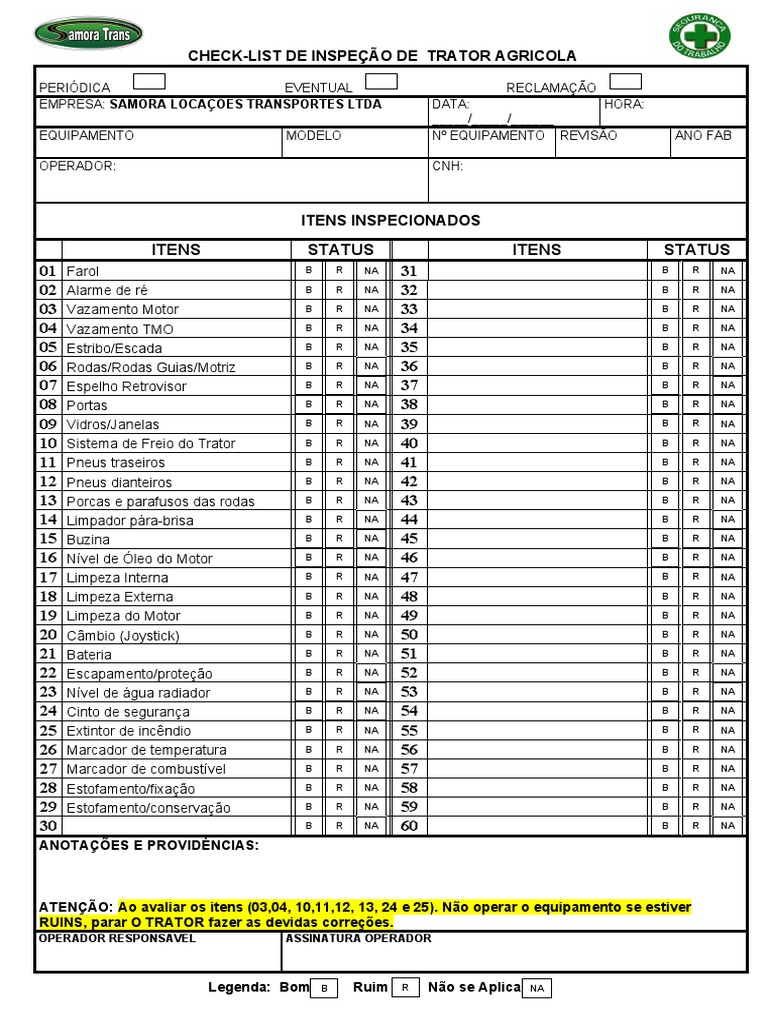 Check List Trator | PDF | Veículos | Veículo motorizado