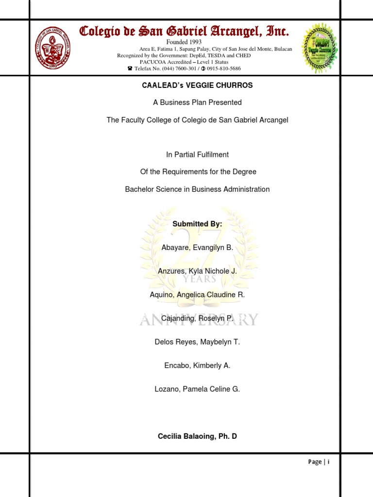 Final Feasibility Study - CAALEAD's Veggie Churros | PDF | Cost Of ...