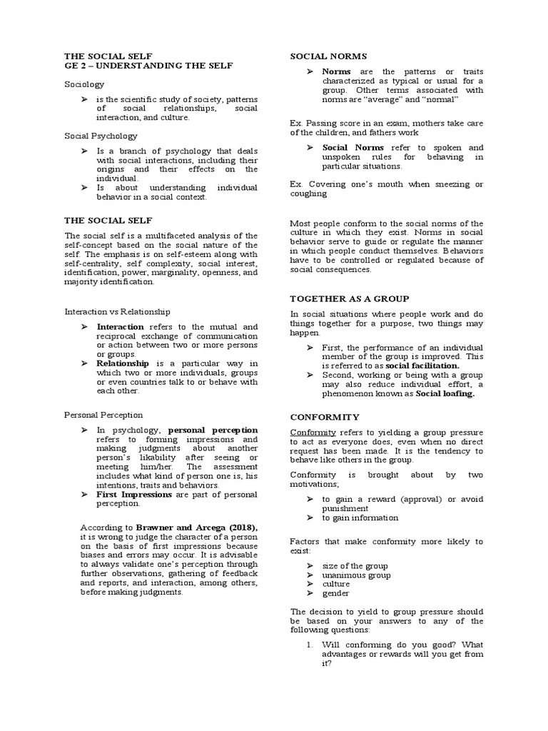 The Social Self | PDF | Love | Attitude (Psychology)
