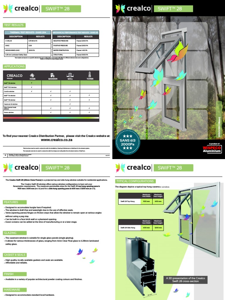 Crealco - Casement 28 - Swift 28 Bronchure | PDF | Window | Glass ...