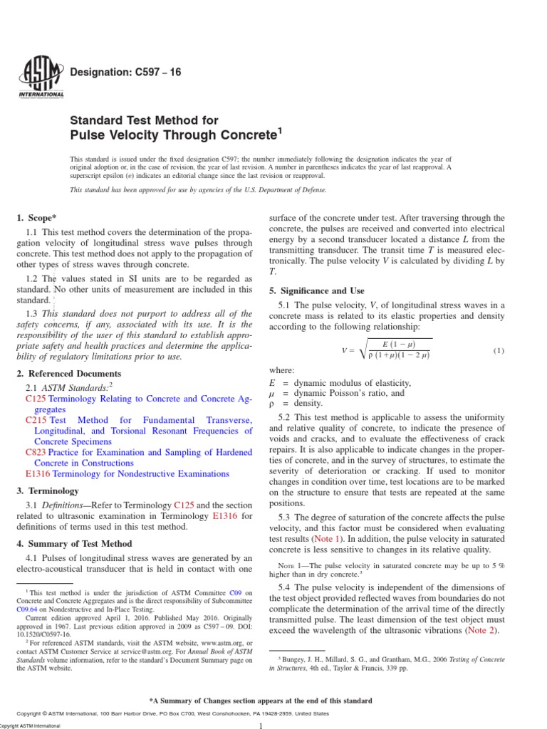 Astm C597 | PDF | Transmitter | Strength Of Materials