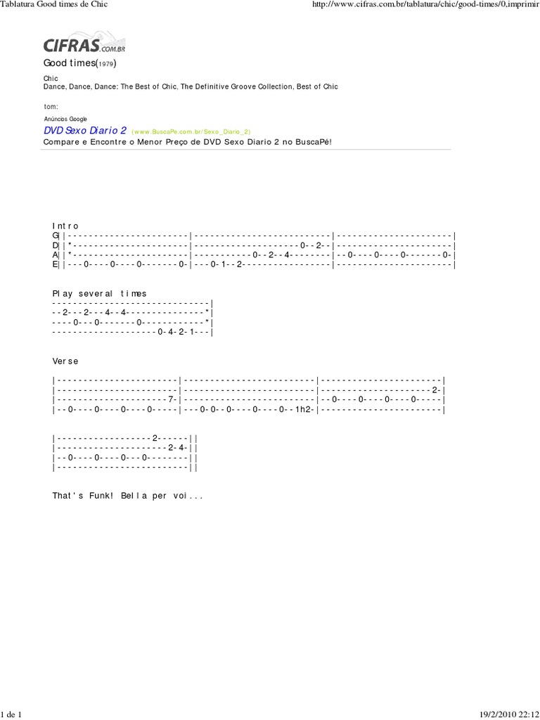 CHIC - Good Times (TAB) | PDF
