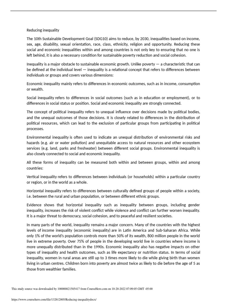 Reducing Inequality | PDF | Social Inequality | Discrimination & Race Relations