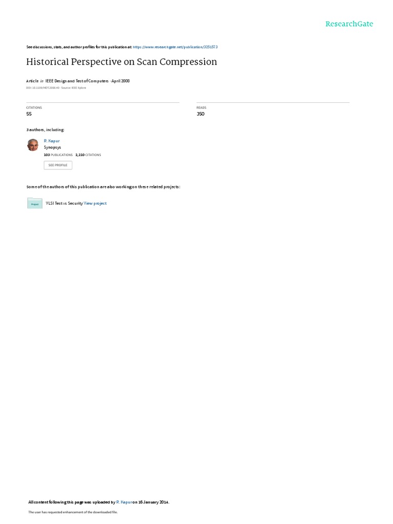 HIstory of Scan Compression | PDF | Electrical Engineering | Electronic Engineering