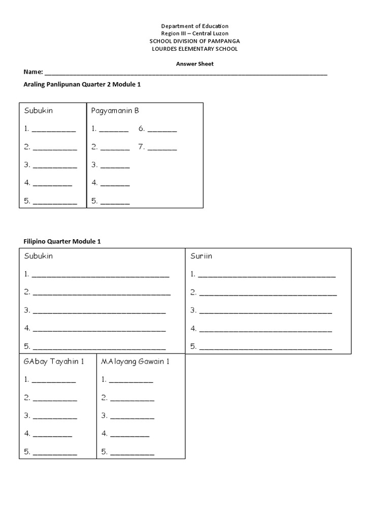 Apan and Filipino Q2module 1 | PDF