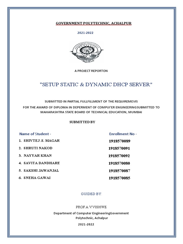 Setup Static And Dynamic Dhcp Server Pdf Ip Address Computer Network 