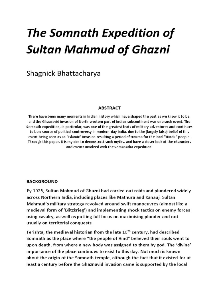 The Somnath Expedition of Sultan Mahmud | PDF