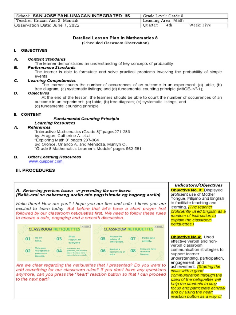 DLP Cot 2 Math8 | PDF | Teaching Method | Learning