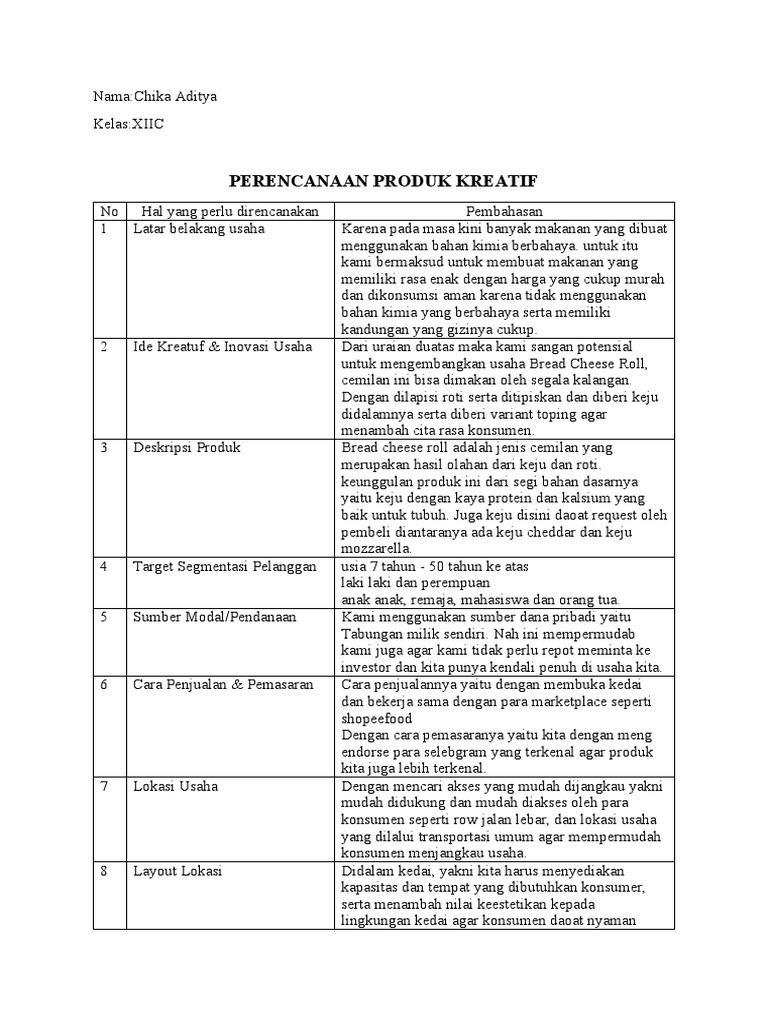 Perencanaan Produk Kreatif | PDF