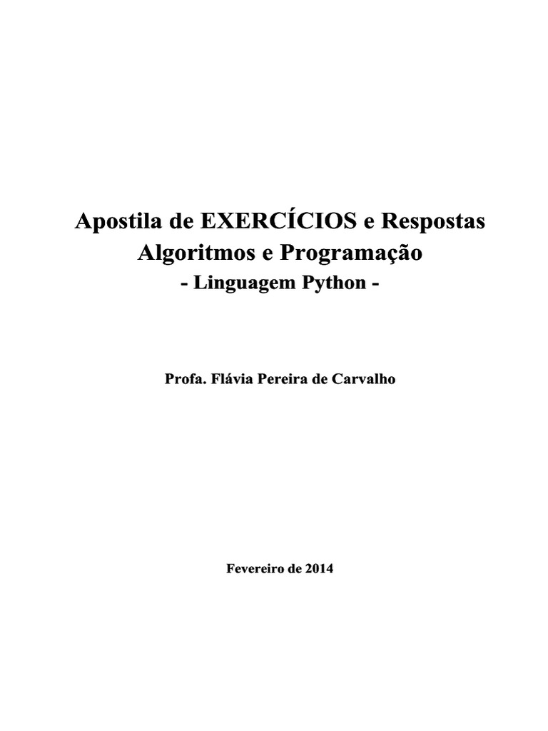 Apostila de Exercicios e Respostas Algoritmos e Programação - Pythons ...