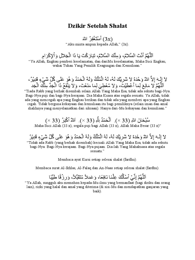 Dzikir Setelah Sholat | PDF