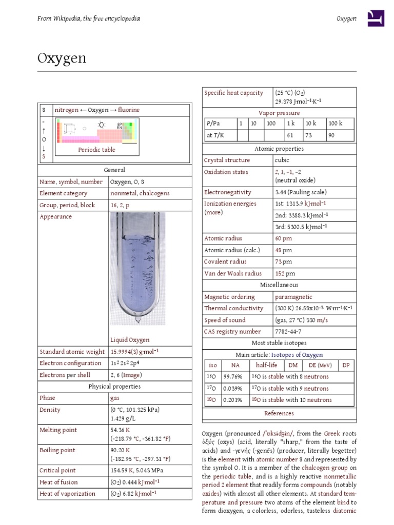 Oxygen | PDF | Oxygen | Photosynthesis