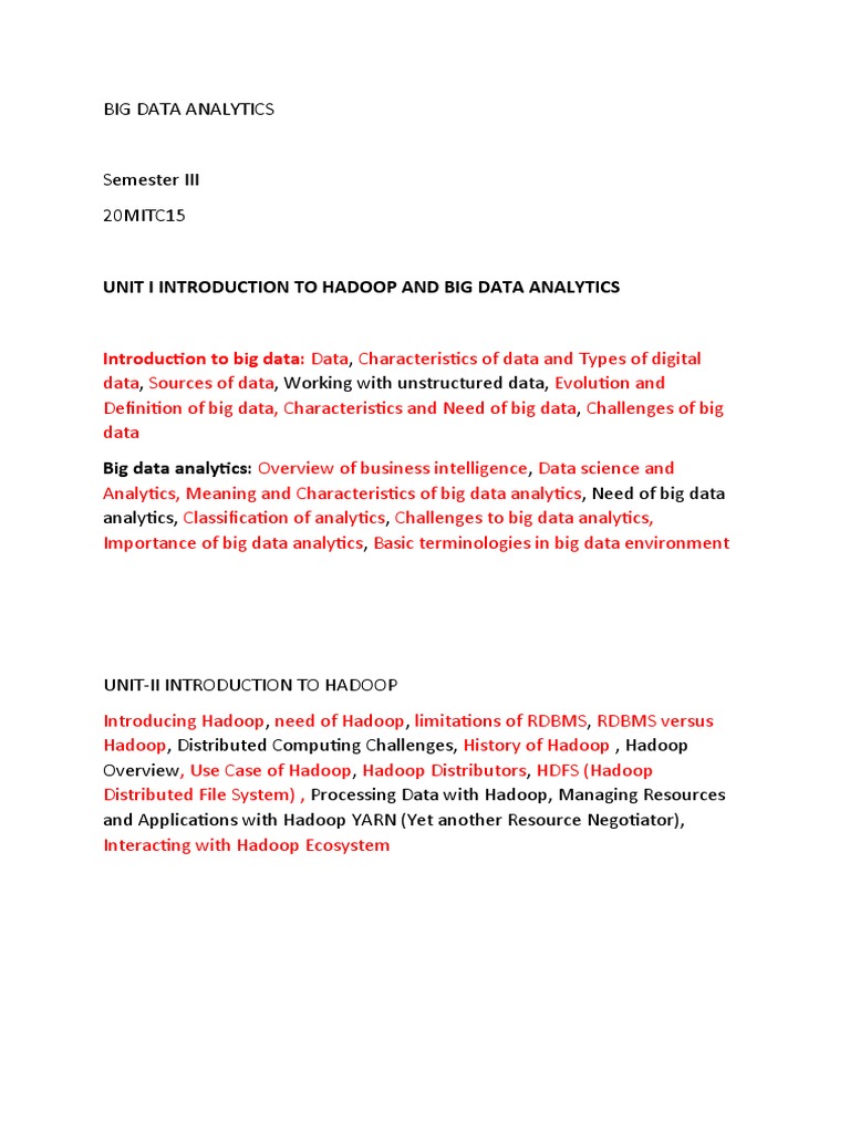 Big Data Analytics | PDF | Apache Hadoop | Big Data