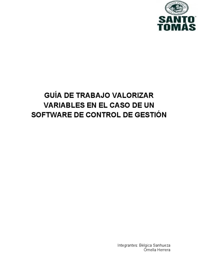 Guã - A de Trabajo Valorizar Variables en El Caso de Un Software de ...