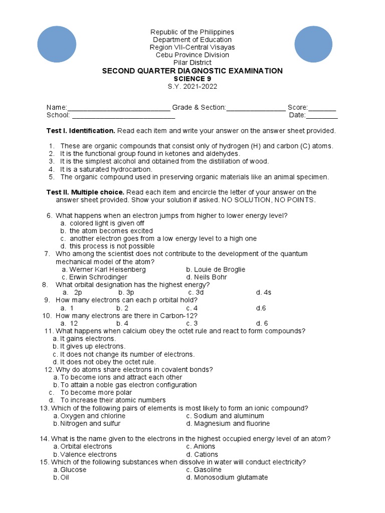 Science 9 Second Quarter Exam | PDF | Teaching Methods & Materials ...