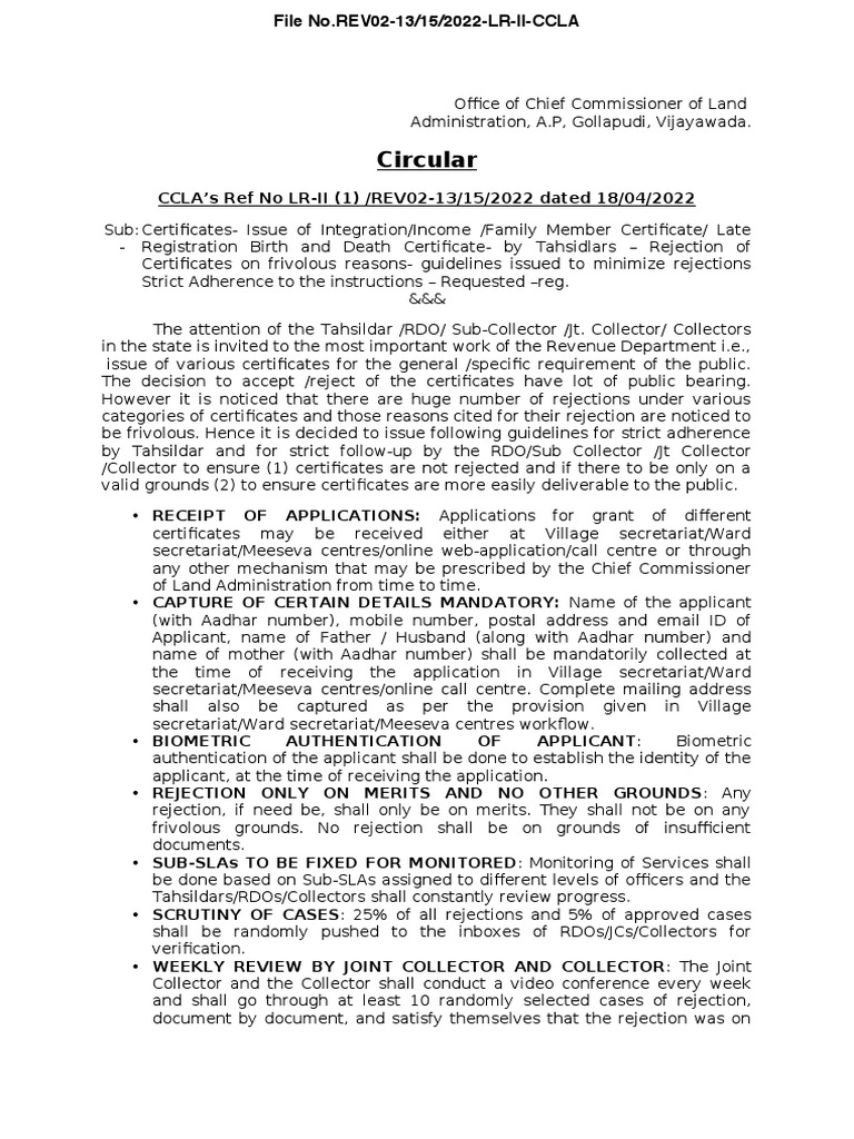 Certificates CCLA Circular | PDF