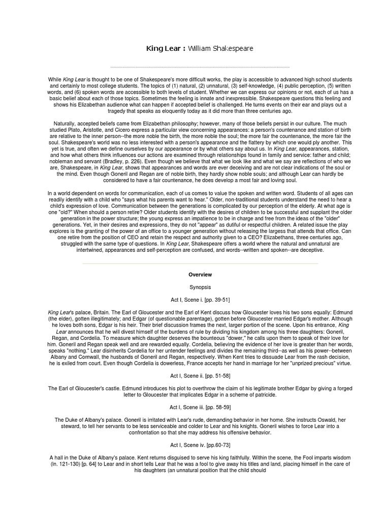 King Lear | PDF | King Lear | Tragedy