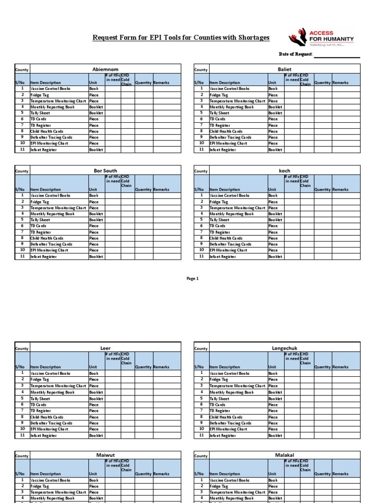 AFH EPI Tools Requisition Template | Download Free PDF | Pediatrics | Medical And Health ...