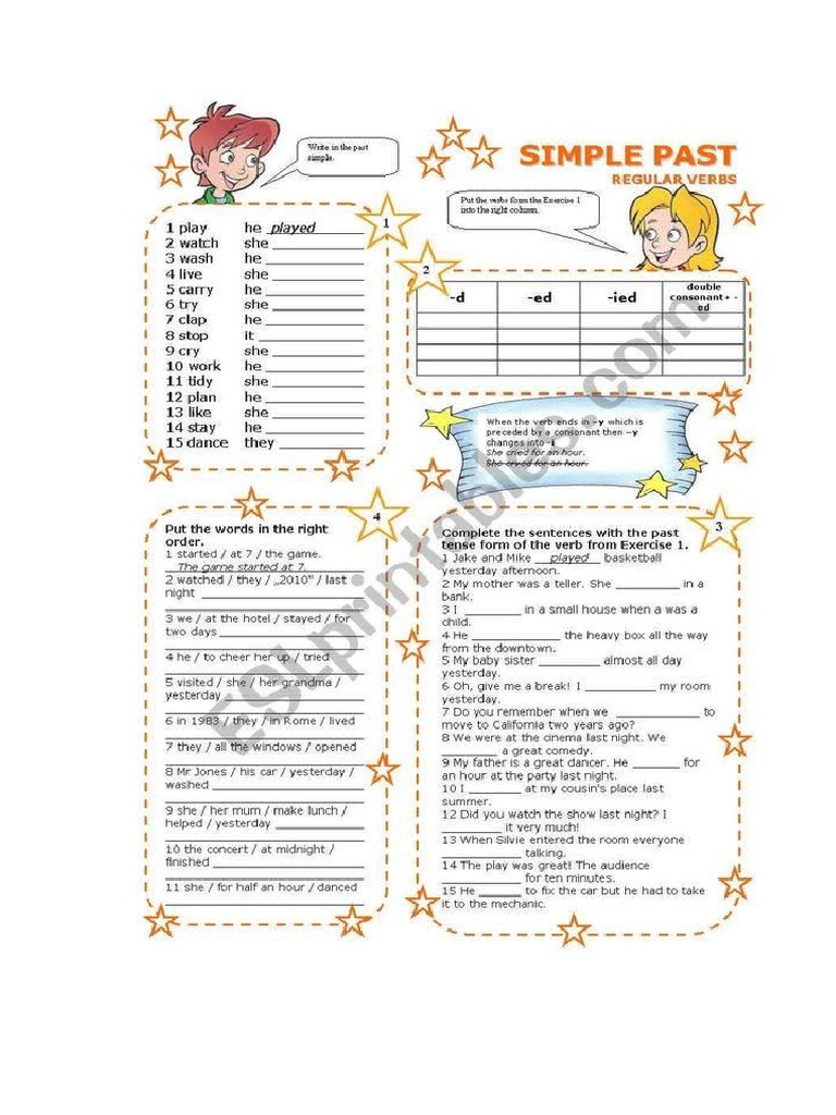 Ficha Past Simple - Regular Verbs | PDF