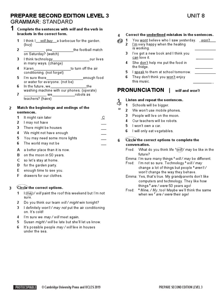 PREPARE 3 Grammar Standard Unit 08 | PDF